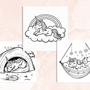 Bold and Easy Coloring Book, Cute Unicorn Life Coloring Pages, Cozy ...