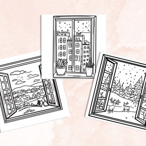 Bold and Easy Coloring Book, Cozy Window Scenes Coloring Pages, Cute ...