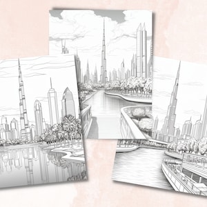50 Dubai City Coloring Book, Printable PDF, Arabian Cafe Scenes ...