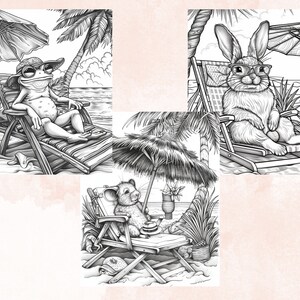 100 Summer Animals Coloring Book, Printable Cute Summer Beach Animal ...