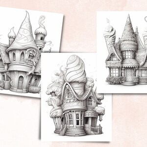 42 Dessert Houses Coloring Book, Printable Fantasy Cupcake Ice Cream ...