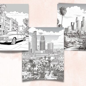 50 Los Angeles City Coloring Book, Printable PDF, USA Scenes Coloring ...