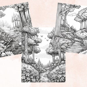 50 Spring Forest Coloring Book, Printable Floral Woodland Coloring ...