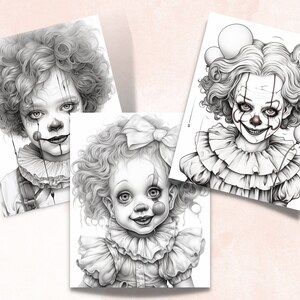 25 Little Creepy Clowns Coloring Book, Printable PDF, Horror Gothic ...