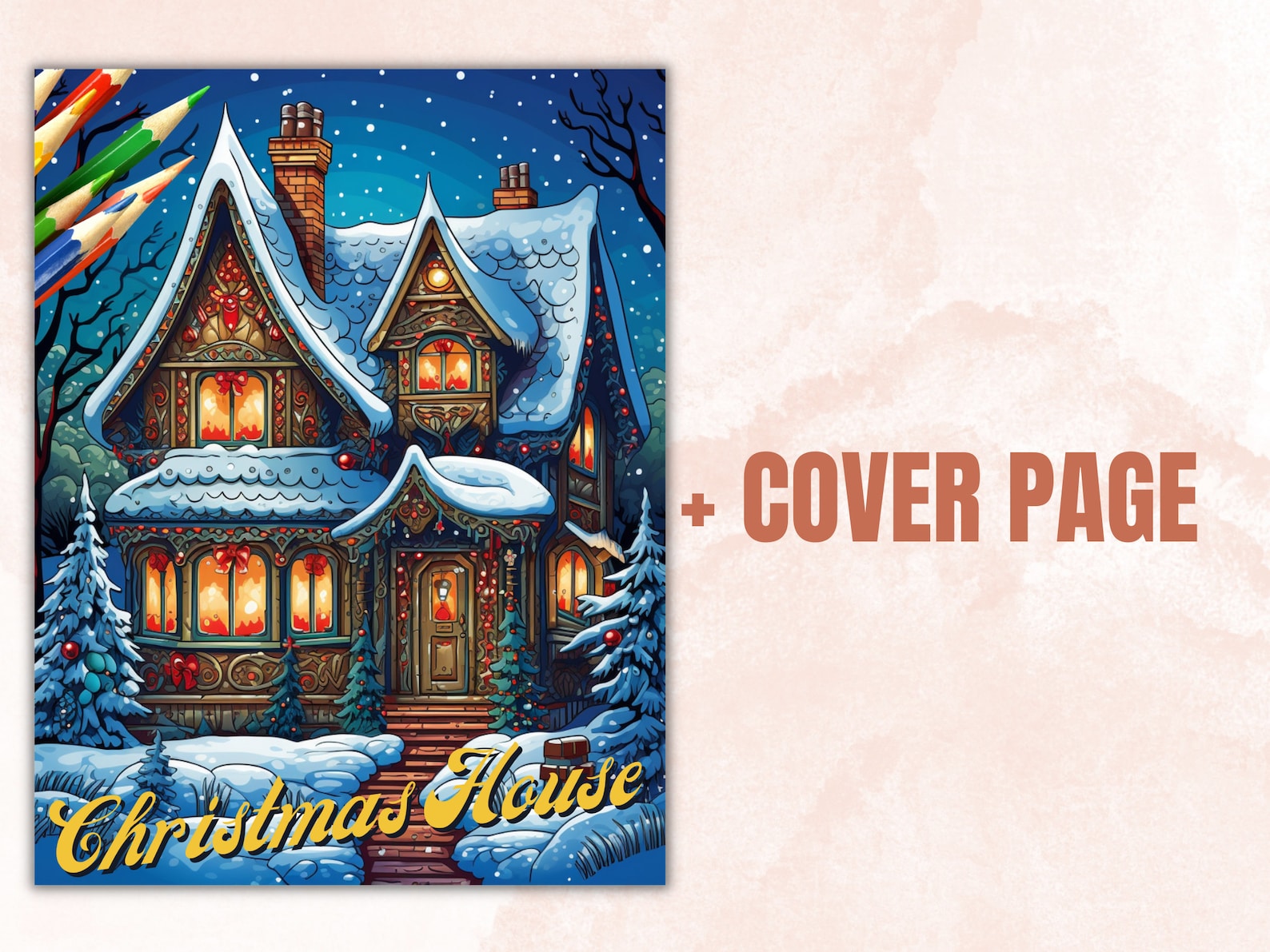 30 Christmas Houses Coloring Book, Printable Fantasy Xmas Cottage ...