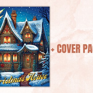 30 Christmas Houses Coloring Book, Printable Fantasy Xmas Cottage ...