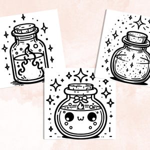 Bold and Easy Coloring Book, Cute Magic Potion Jar Coloring Pages ...