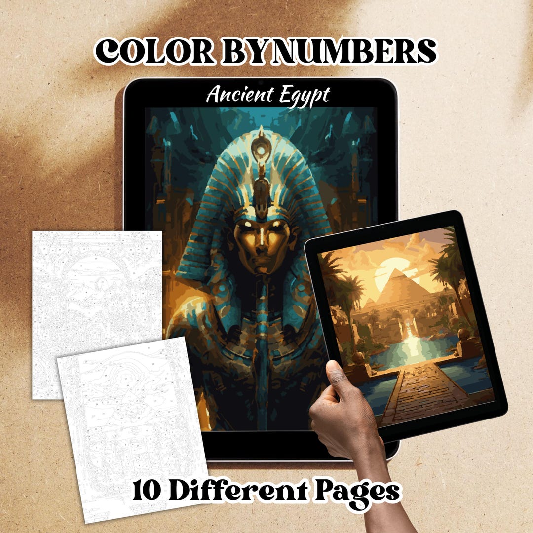 Ancient Egypt Color by Number Pages – Egyptian Printable & Procreate ...