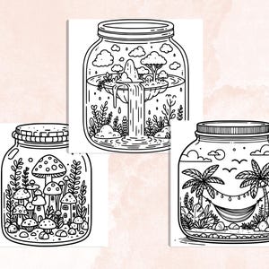 Bold and Easy Coloring Book, Cute Terrarium Jar Coloring Pages ...