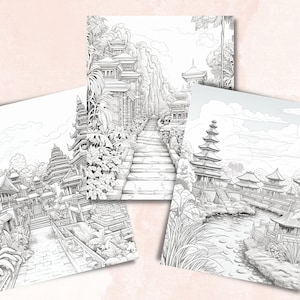 65 Bali City Coloring Book, Printable PDF, Indonesia Scenes Coloring ...