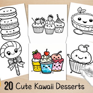 Bold and Easy Coloring Book, Cute Kawaii Dessert Coloring Pages, Kawaii ...