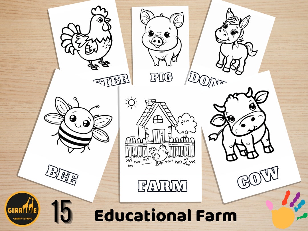 Educational Farm Animals Coloring Book, Preschool Activity Coloring ...