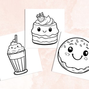 Bold and Easy Coloring Book, Cute Kawaii Dessert Coloring Pages, Kawaii ...