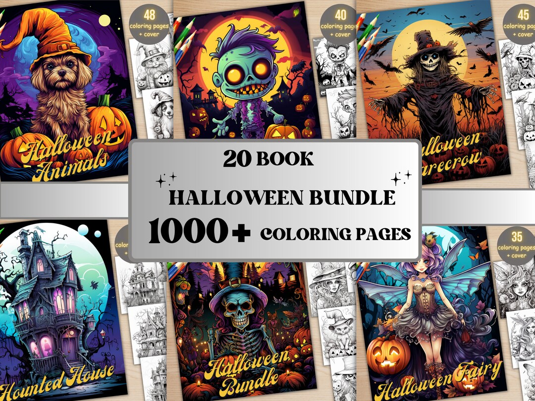 1000 Halloween Shop Bundle Coloring Book, Printable Horror Lifetime ...