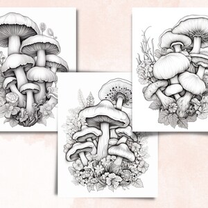37 Blooming Mushrooms Coloring Book, Printable PDF, Fantasy Floral ...
