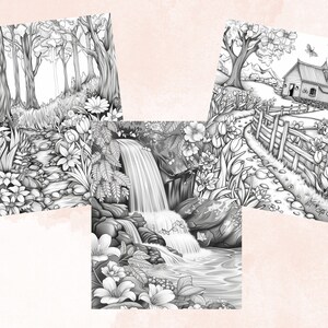 90 Spring Bundle Coloring Book, Printable Botanical Garden Scenes ...