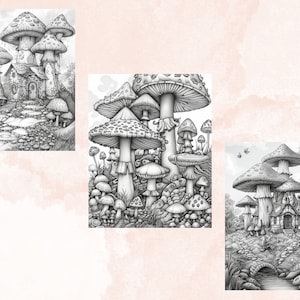 40 Mushroomland Coloring Book, Printable PDF, Fantasy Floral Mushroom ...