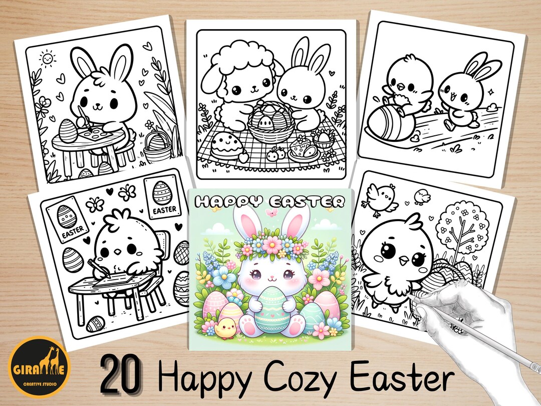 Bold and Easy Coloring Book, Cute Cozy Easter Time Coloring Pages ...