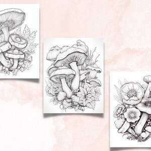 37 Blooming Mushrooms Coloring Book, Printable PDF, Fantasy Floral ...
