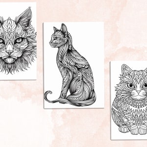 40 Cat Mandala Coloring Book, Printable Stress Relief Patterns Coloring ...