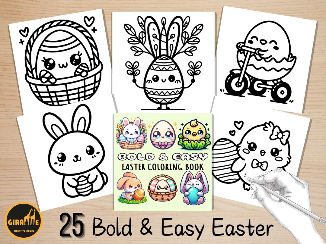 Bold & Easy Coloring Book, Cute Easter Coloring Pages, Hello Easter ...