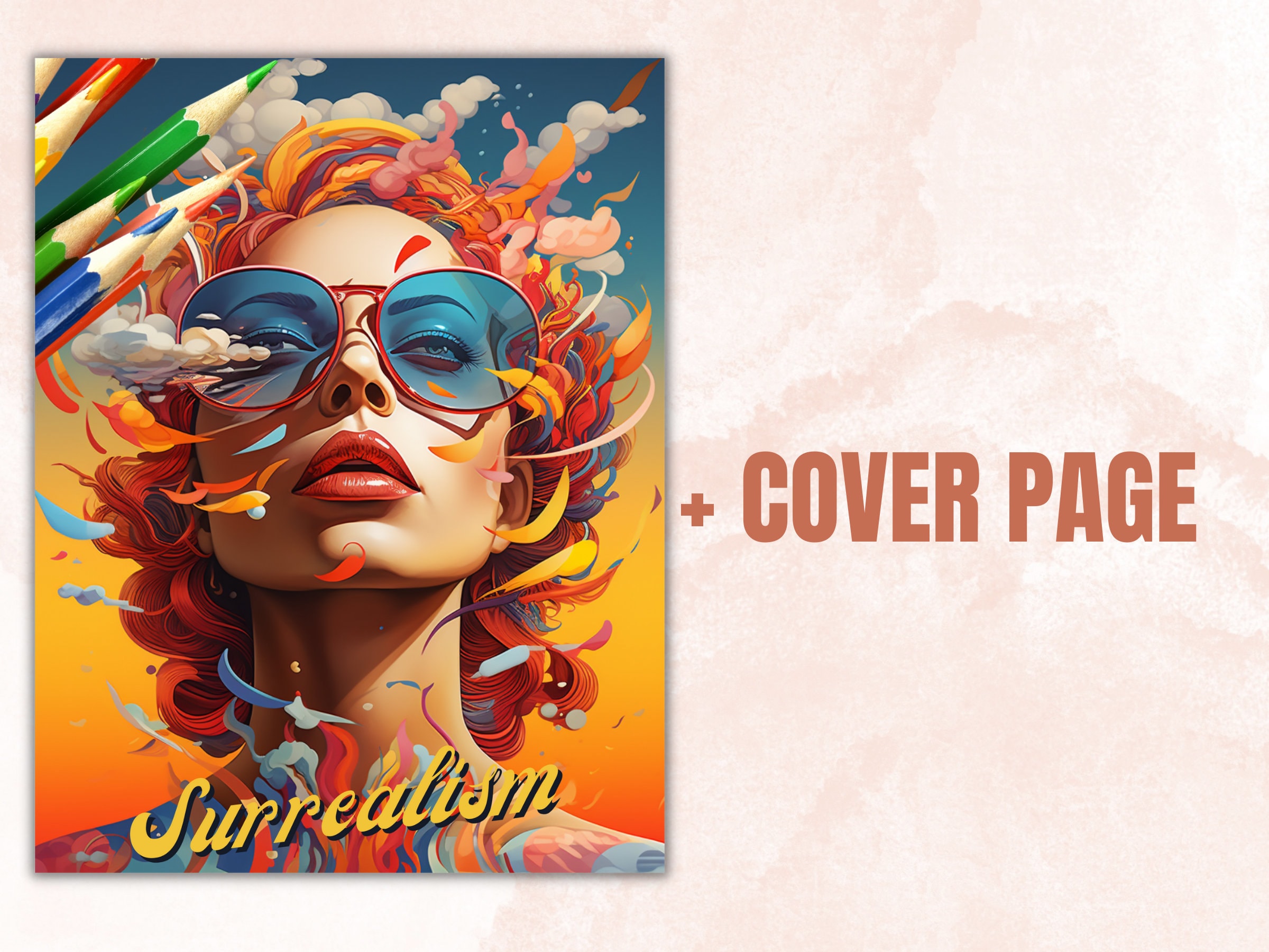 50 Surrealism Coloring Book, Printable PDF, Fantasy Landscape Coloring ...