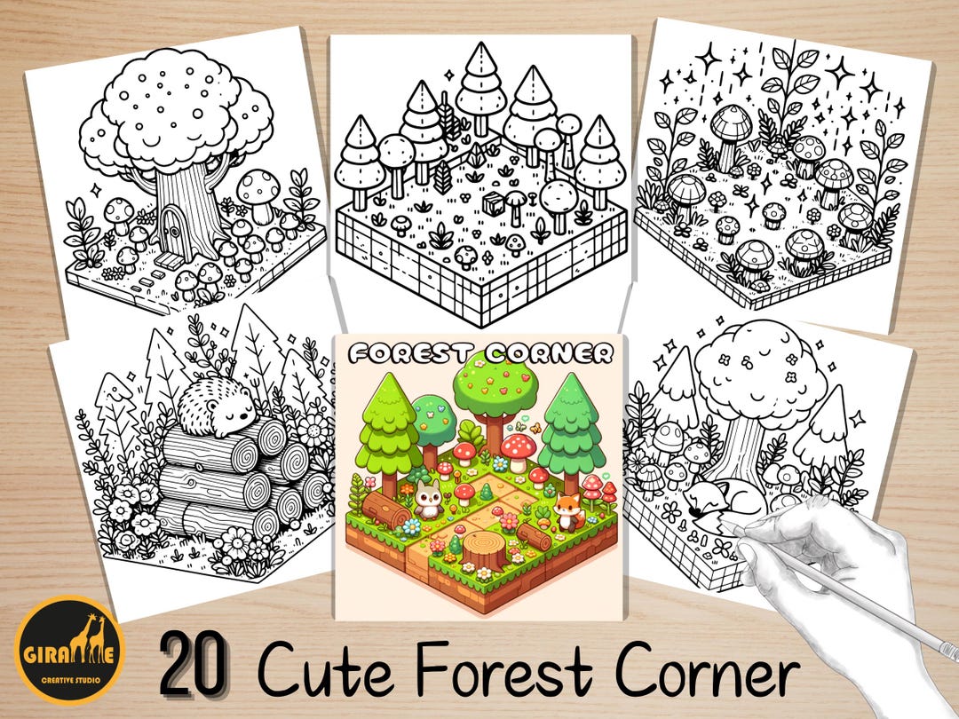 Bold and Easy Coloring Book, Cute Forest Corner Coloring Pages, Comfy ...