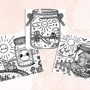 Bold and Easy Coloring Book, Cute Kawaii Sunny Jar Coloring Pages ...