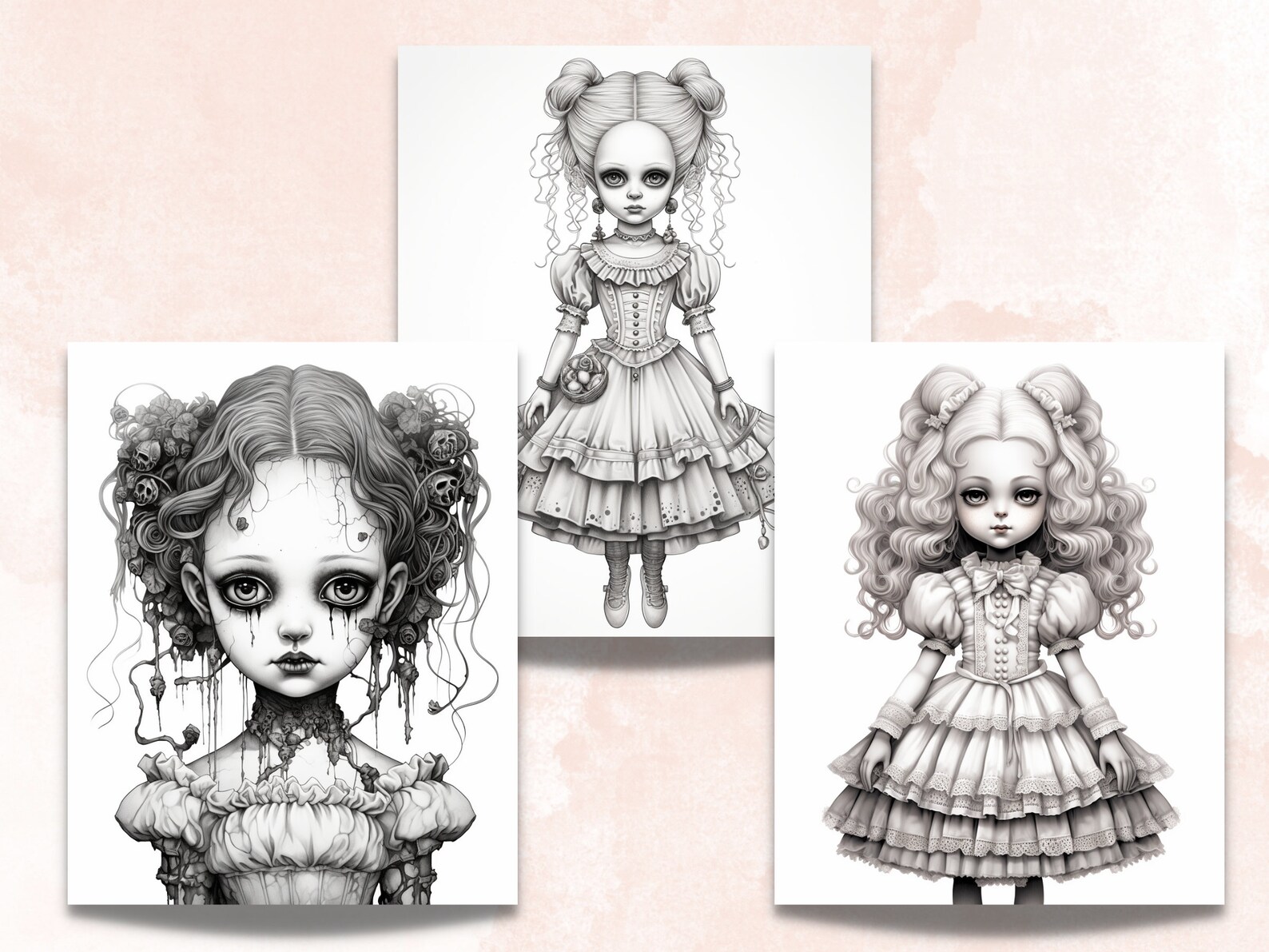 40 Cute Creepy Doll Coloring Book, Printable Horror Spooky Little Doll ...