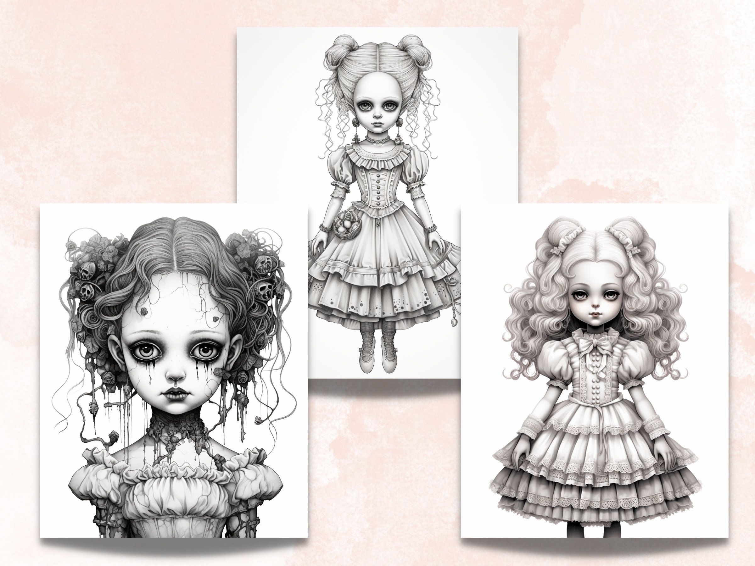 40 Cute Creepy Doll Coloring Book, Printable Horror Spooky Little Doll ...