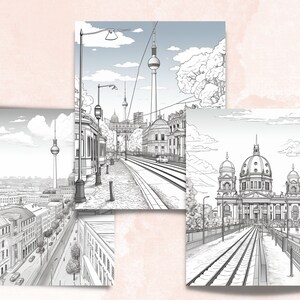 50 Berlin City Coloring Book, Printable PDF, Germany Cafe Scenes ...