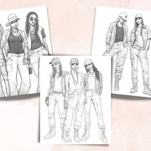 20 Hip Hop Style Girls Coloring Book, Printable PDF, Streetwear Fashion ...