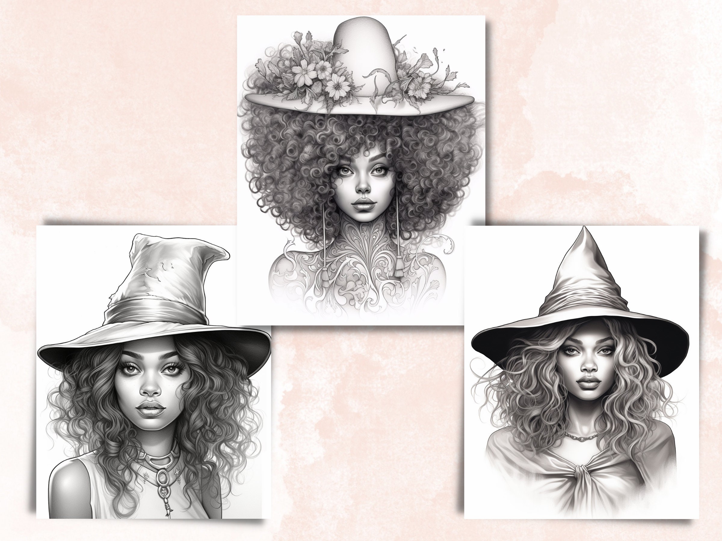30 Fantasy Black Women Witch Coloring Book Printable PDF - Etsy