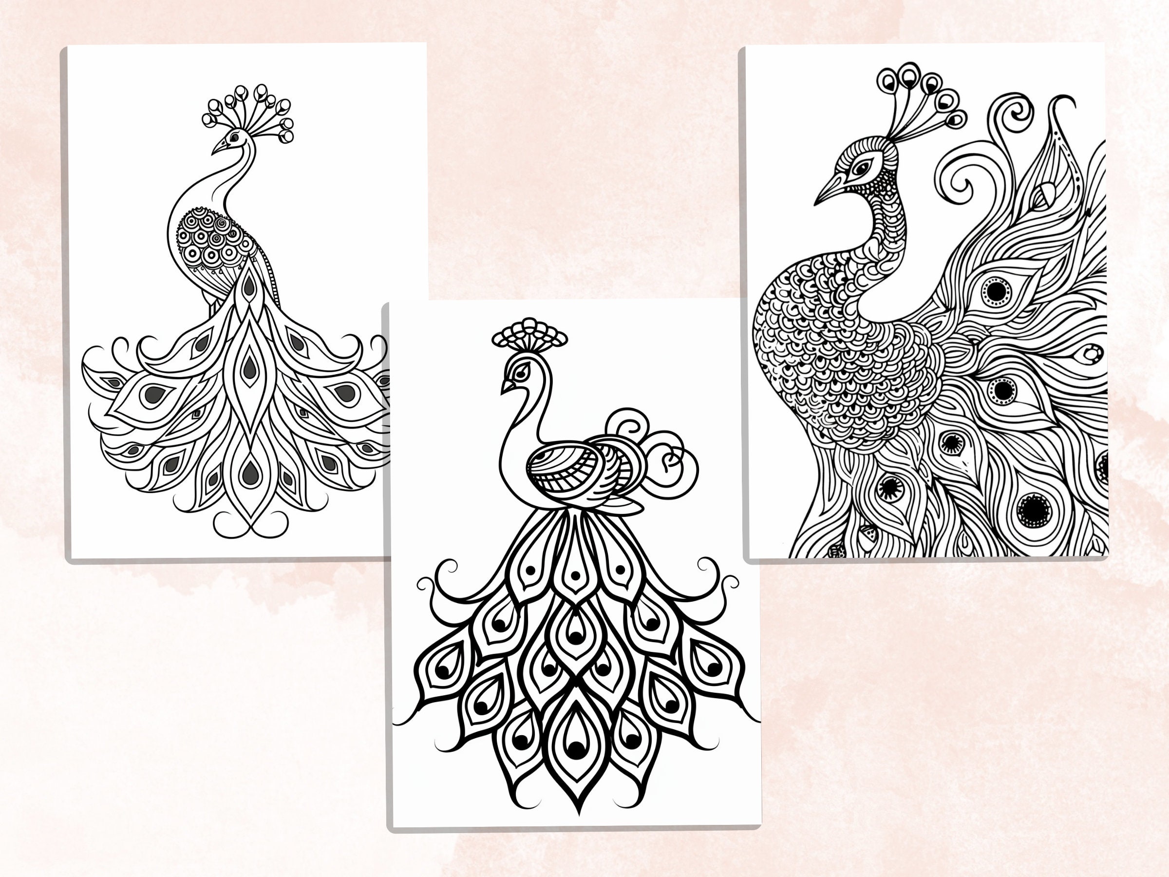 30 Peacock Mandala Coloring Book, Printable Stress Relief Patterns ...