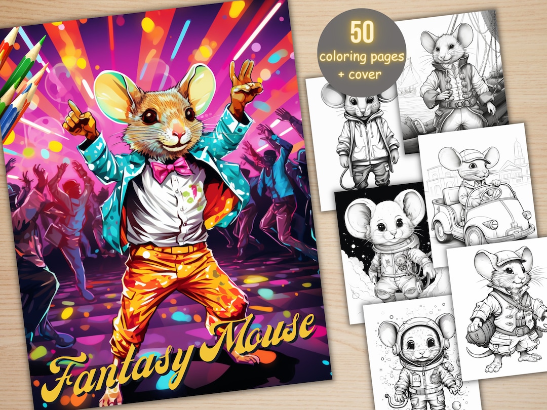 50 Fantasy Mouse Coloring Book, Printable Secret Life of Mice Coloring ...