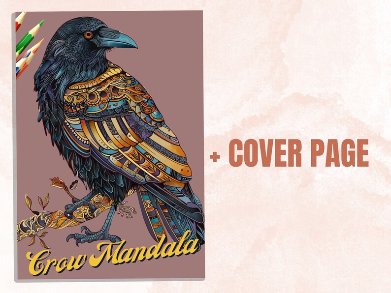 30 Crow Mandala Coloring Book, Printable Stress Relief Patterns ...