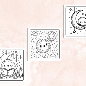 Bold and Easy Coloring Book, Cute Cozy Moon Coloring Pages, Kawaii ...