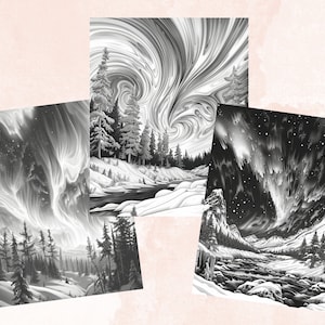 40 Enchanted Aurora Borealis Coloring Book, Printable Northern Lights ...