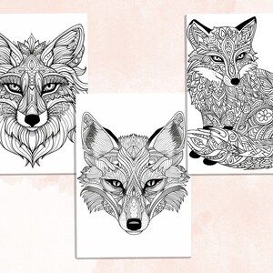 30 Fox Mandala Coloring Book, Printable Stress Relief Patterns Coloring ...