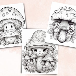 34 Cute Kawaii Mushrooms Coloring Book, Printable PDF, Adorable ...