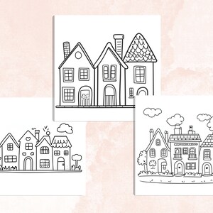 Bold and Easy House Coloring Book, Kawaii Townhouse Coloring Pages ...