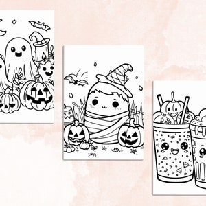 Bold and Easy Coloring Book, Cozy Kawaii Halloween Scenes Coloring ...