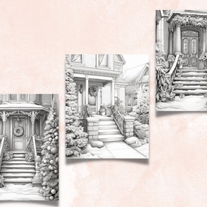 30 Christmas Houses Coloring Book, Printable Fantasy Xmas Cottage ...