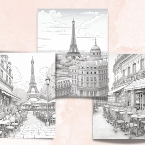 55 Paris City Coloring Book, Printable PDF, Parisian Cafe Scenes ...