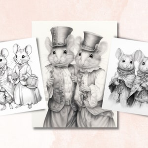 24 Fairytale Mice Coloring Book, Printable Cute Mouse Coloring Pages ...