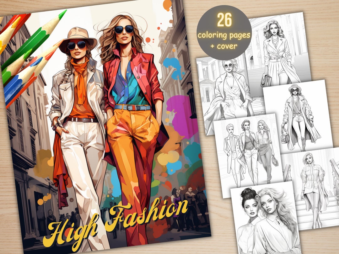 26 High Fashion Style Girls Coloring Book, Printable PDF, Modern ...