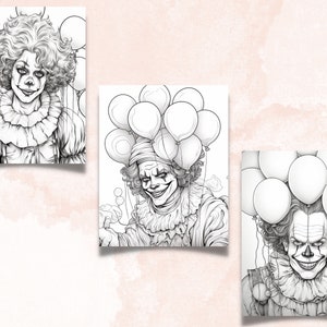 22 Creepy Evil Clowns Coloring Book, Printable PDF, Horror Gothic ...