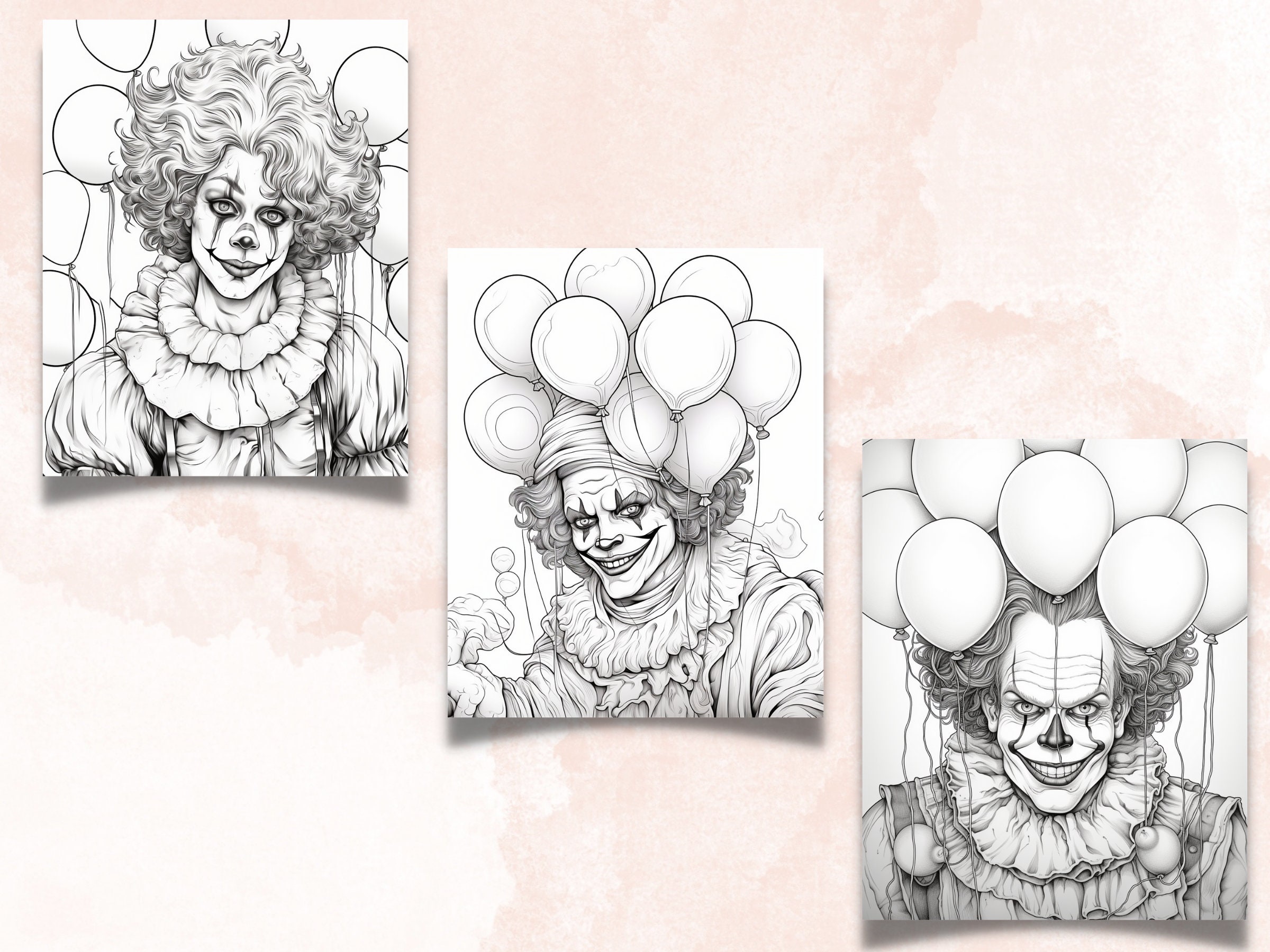 22 Creepy Evil Clowns Coloring Book Printable PDF Horror - Etsy