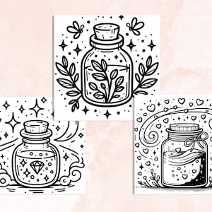 Bold and Easy Coloring Book, Cute Magic Potion Jar Coloring Pages ...
