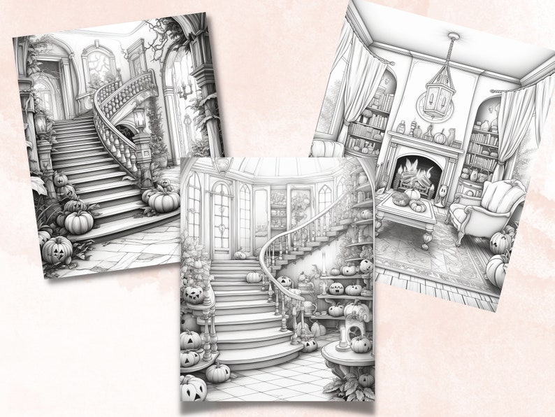 20 Halloween Interior Coloring Book, Printable PDF, Spooky Creepy ...